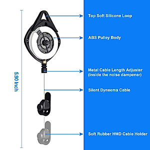 BEJOY 2021 VR Cable Accessories Cable Management, Ceiling Pulley System Link Cable for Oculus Quest/Quest 2/Oculus Rift/HTC Vive/Microsoft MR/Playstation/Lenovo Explorer Accessories (Black)