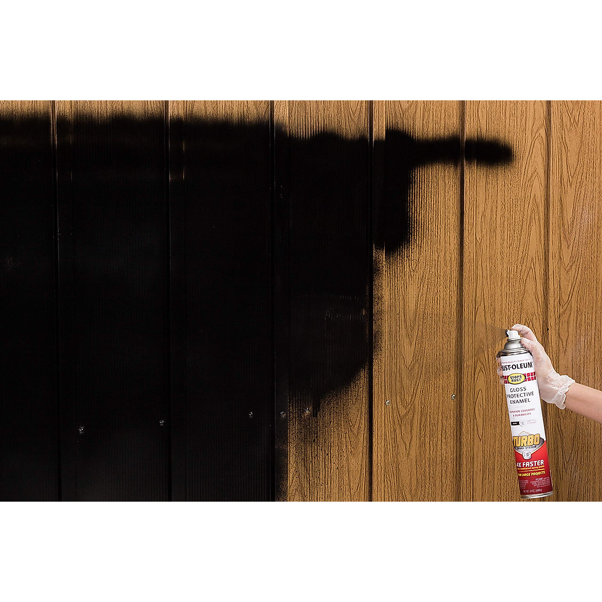 Rust-Oleum 334128-6PK Stops Rust Turbo Spray Paint, 24 oz, Gloss Black, 6 Pack