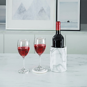 Creative Home Natural Marble Wine Cooler Champagne Chiller Bucket Tool Crock Utensil Holder Kitchen Countertop Organizer, Off-White (Patterns May Vary)