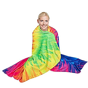 Tie Dye Throw Blanket, Adorable Super-Soft Extra-Large Rainbow Tie Dye Blanket for Women, Girls, Teens and Children (50 in x 60 in) Cute Fleece Tie Dye Throw, Warm Plush and Cozy Throw, Tapestry Décor