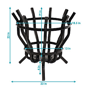 Sunnydaze Indoor/Outdoor Modern Fluted Log Holder - Fireside Firewood Storage Basket - Elevated Black Steel - 23-Inch