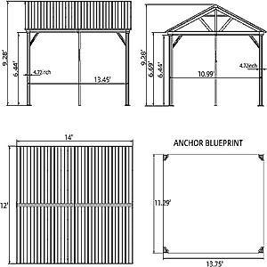 12'x14' Hardtop Gazebo Outdoor Aluminum Gazebo with Galvanized Steel Gable Canopy for Patio Decks Backyard (Yellow-Brown)