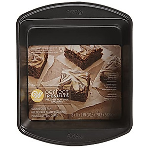 Wilton Perfect Results Premium Non-Stick Bakeware Square Cake Pan, Will Heat Evenly for Years of Quality Baking, 8-inches
