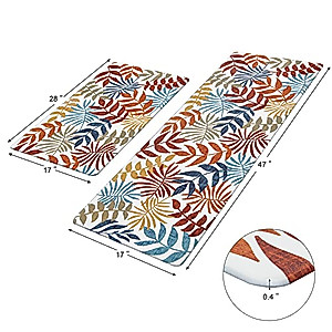 Pauwer Anti Fatigue Kitchen Floor Mat Set of 2 Waterproof Non Skid Kitchen Rugs and Mats Heavy Duty PVC Foam Cushioned Kitchen Runner Floor Mat Carpet for Kitchen Laundry Office