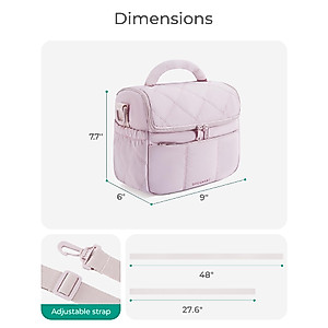 BAGSMART Insulated Lunch Bags for Women, Cute Quilted Lunch Box, Lightweight Puffy Padded Waterproof Lunch Tote, Reusable Lunch Cooler for Work Picnic Travel, Pink