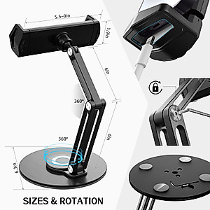 pzoz Retail Kiosk iPad Stand, 360°Rotate POS Tablet Stand, Fits 6-12.9" iPad Mini Pro-Business Supplies Swivel Tablet Holder for Store Cash Register Office Reception Kitchen Desktop Display