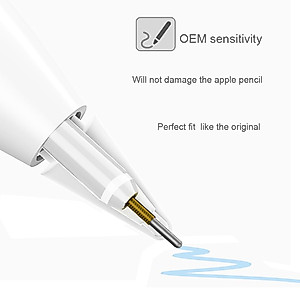 Replacement Fine Point for Apple Pencil Tips, Upgrad Pen Like Slender Metal Tips for Apple Pencil 1st Generation/Apple Pen 2 Gen Tip, Silence Nib Cover for iPad Pro Pencil Tips(6 Pack)