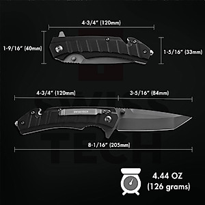 Swiss+Tech Folding Pocket Knife, Tactical Knife with 3.75" Tanto Blade, Pocket Clip, Glass Breaker, Seatbelt Cutter, Fit for Hunting Camping Survival, EDC, Self Defense, Perfect for Men & Women