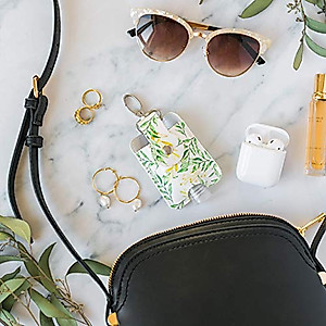 VENTURED LIVING Hand Sanitizer Holder Keychain Set of 2 - Premium Vegan Leather & Leakproof Empty Hand Sanitizer Bottles - Mini Travel Hand Sanitizer Keychain Holder for Backpack & Purse (Black & Tan)