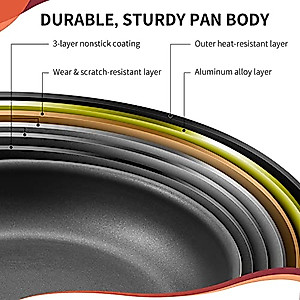 N++A Nonstick Frying Pan 9.5 Inch, PFOA-free Induction Frying Pan, Oven Safe Skillet Nonstick, Cooking Omelette Pan with Stainless Steel Handle, Dishwasher Safe, Aluminum, Black