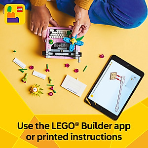 LEGO Creator 3 in 1 Typewriter with Flowers - Easter Basket Gift for Kids - Building Toy with 3 Building Options, Typewriter, Flowerpot with Pen & Notebook, or Keytar - 31169