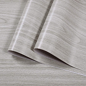 Gray Wood Grain Contact Paper Self Adhesive Shelf Liner Drawer Self Adhesive Shelf Liner Kitchen Cabinets Shelves Door Sticker 17.7 Inch by 78 Inch