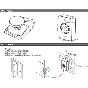 UHPPOTE Emergency Smokeproof Electromagnetic Door Holder - American Type - Flush Wall Mount
