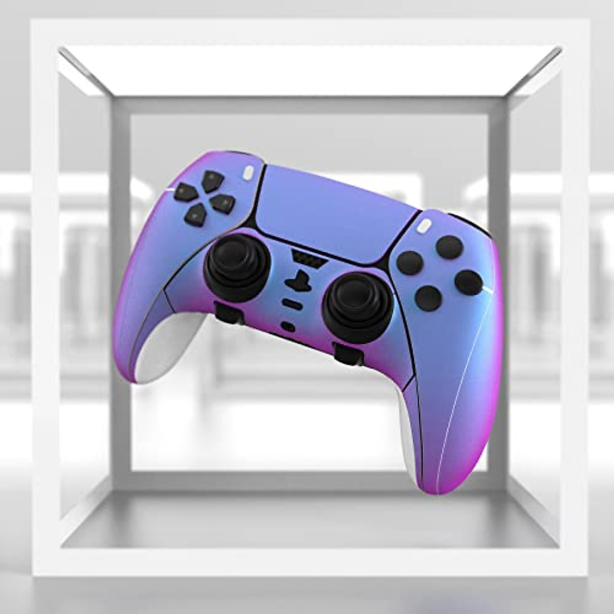 PlayVital Skin Decals Set for ps5 Edge Controller, Custom Sticker Vinyl Decal Skins Wrap for ps5 Edge Wireless Controller - Chrome Purple Blue