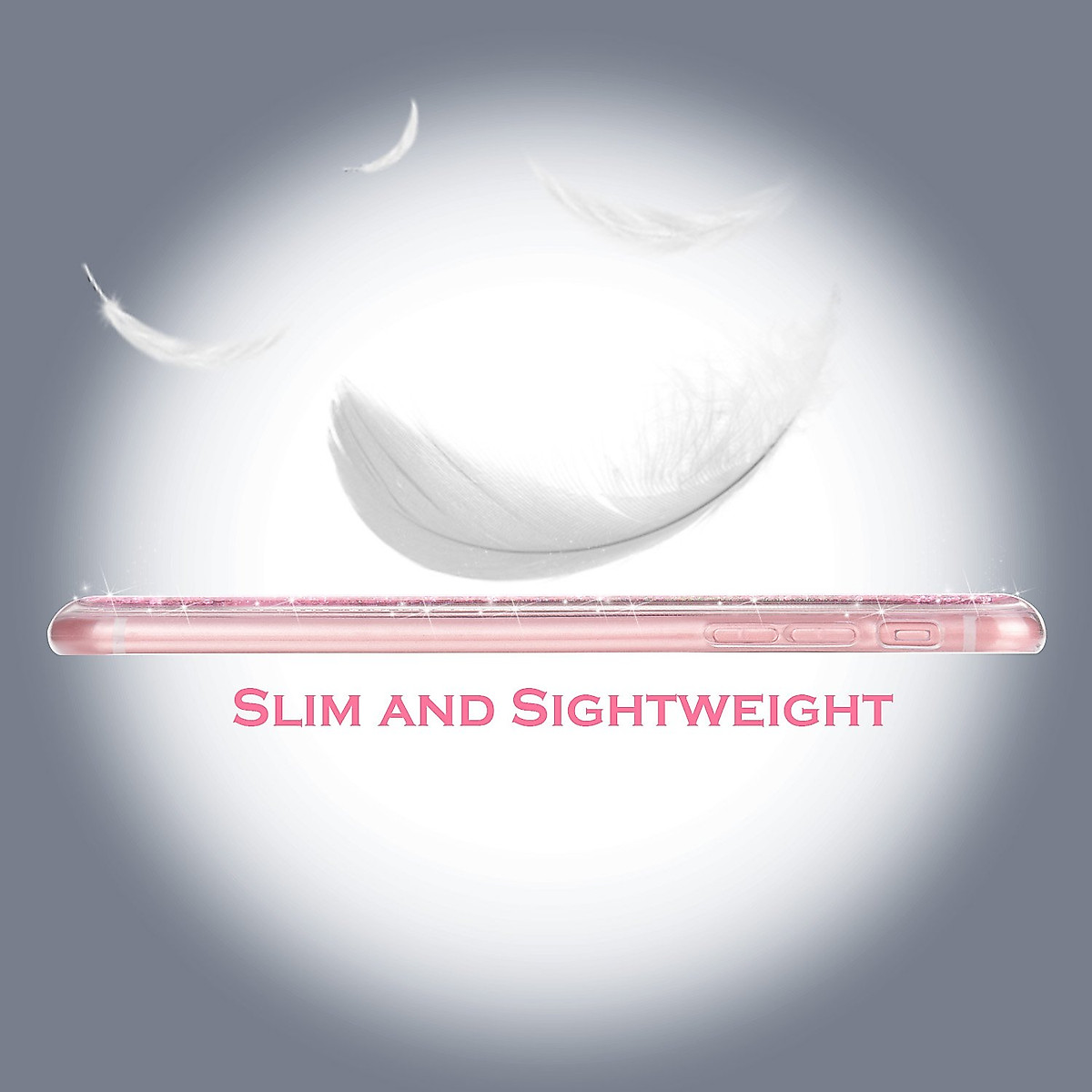 WORLDMOM Compatible with iPhone SE 2022 Case,for iPhone SE 2020 Case,Bling Moving Liquid Floating Sparkle Colorful Glitter Waterfall Clear TPU Protective Case for iPhone 7/8/ se2/ Se3, Rose Gold