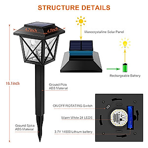 RECHOO Solar Pathway Lights Outdoor 6 Pack, Solar Lights Outdoor Garden Lights with 2 Lighting Mode Waterproof Solar Outdoor Lights Solar Powered Landscape Lighting Pathway Patio Yard Garden Decor