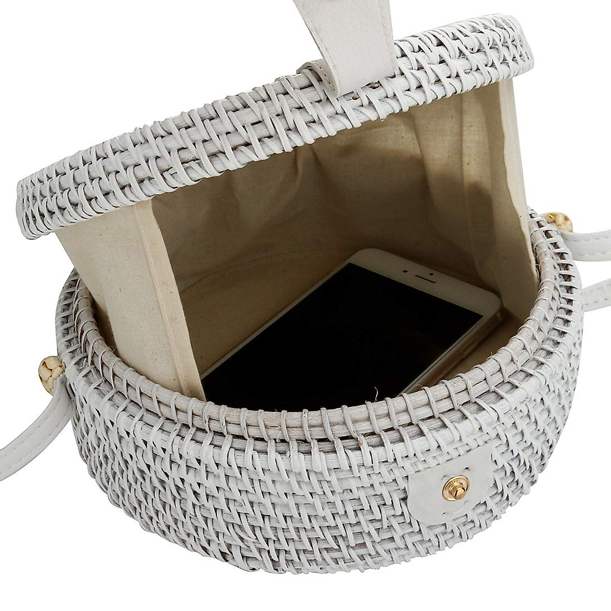 Hurber Rattan Bag For Women Handwoven Straw Bag Beach Crossbody Purse With Handbag (Pattern)