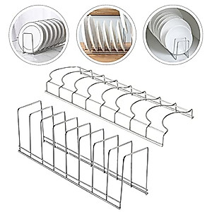 CIYODO 2pcs Dish Drainer Chopping Board Organizer Stand Pan Lid Cover Holder Pantry and Cabinet Organizer Stainless Steel Cookware Stainless Steel Serving Utensils Metal Cabinets Silver
