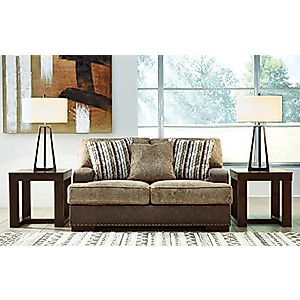Signature Design by Ashley Alesbury Casual Faux Leather Loveseat, Dark Brown & Light Brown