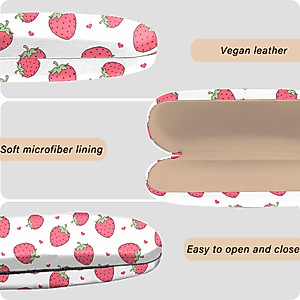BHAHB Eyeglasses Case Hard Shell Protective Case for Glasses,Eyeglass Holder Box with Cleaning Cloth for Unisex Women Girls Men Cute Aesthetic Classic-Strawberry
