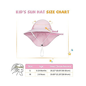 Baby Sun Hat Toddler Kids Girls Sun Hat UPF 50+ Protection Beach Hat Wide Brim Neck Flap Adjustable Fishing Hats for Girls Boys Pink 2-6T