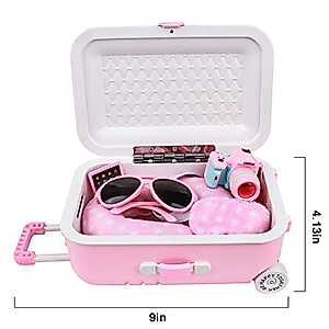 18 Inch Doll Travel Play Set - Doll Accessories with Carry on Suitcase Luggage, 3 Sets of Doll Clothes, Doll Travel Gear Play Set Fit for Girl Dolls(Doll Accessories with Suitcase)