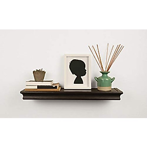 HIGH & MIGHTY 515612 Decorative 24" Floating Shelf Holds up to 20lbs, Easy Tool-Free Dry Wall Installation, Beveled, Retail Packaging, Espresso