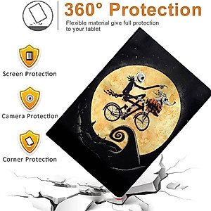 Christmas Tablet Case for Samsung Galaxy Tab S7 FE/S8 Plus 2022/S7 Plus Case 12.4 Inch,Cartoon Pattern Halloween Design Cases, PU Leather Folio Xmas Back Cover Funda for SM-X800 X806 T970 T975, Bike