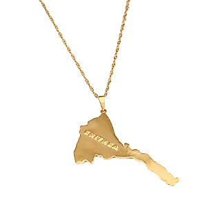 Eritrea Map Pendants Necklace Women Map of Eritrea 24K Gold Jewelry African Necklace Ethiopia (Eritrea Pendant)