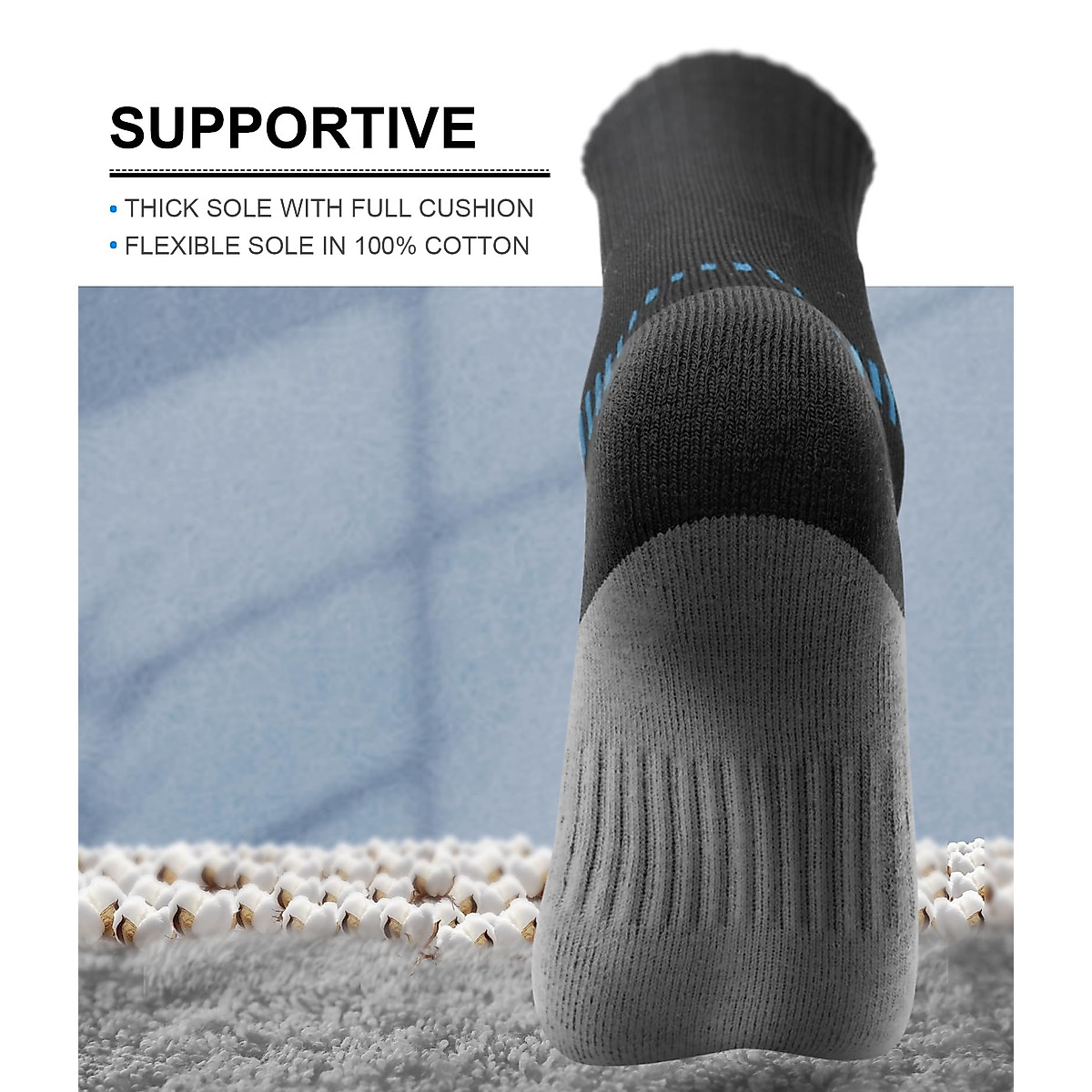 BULLIANT Men Athletic Socks, Compression Sports Crew Socks Cushioned For Men Outdoor Running Hiking-Arch Compression Support(6Pairs,Shoes Size:Men 11-13)