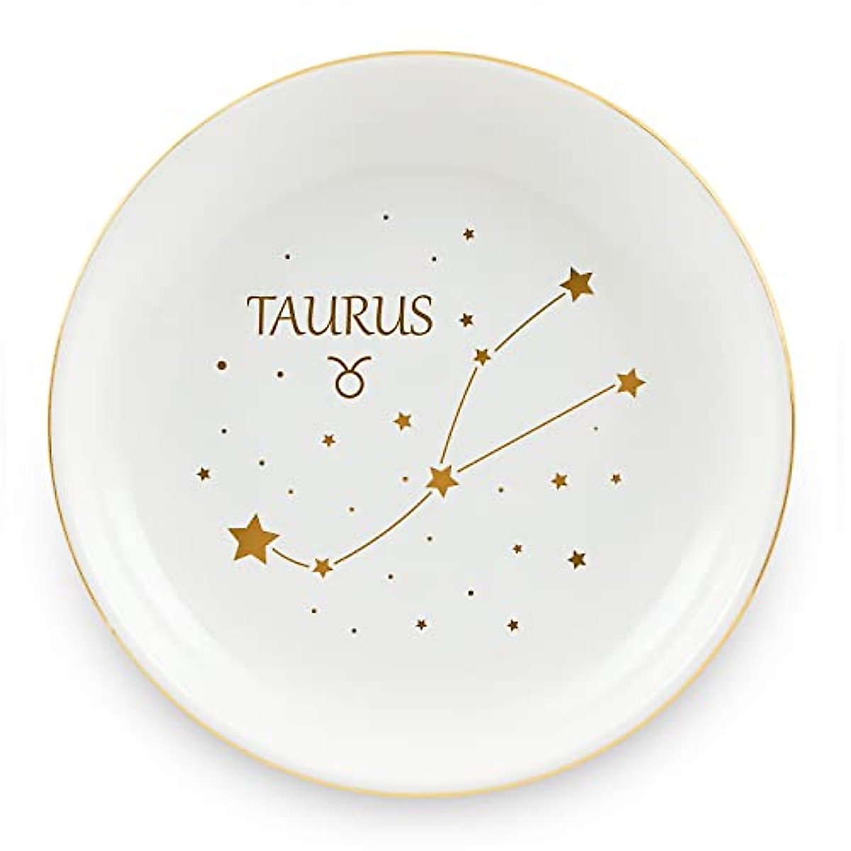 Homlouue Taurus Gifts for Women Zodiac Ring Dish, Taurus Birthday Gifts Ceramic Astrology Sign Jewelry Dish Zodiac Gifts for Taurus Constellation for Women Girls