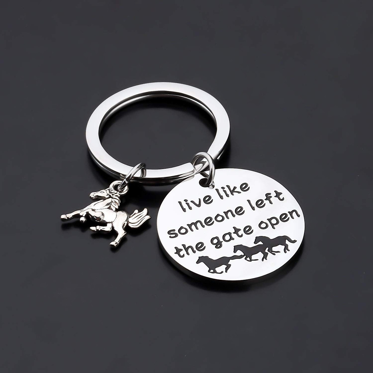 Gzrlyf Live Like Someone Left the Gate Open Horse Keychain Horse Lover Gifts Equestrian Gifts Inspirational Gifts (Horse Keychain)