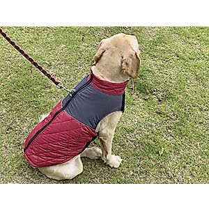 PAWSINSIDE Dog Winter Puffer Coat Cold Weather Fleece Vest Jacket Pet Quilted Warm Coats Clothes for Small Medium Large Dogs (Burgundy, XXX-Large)