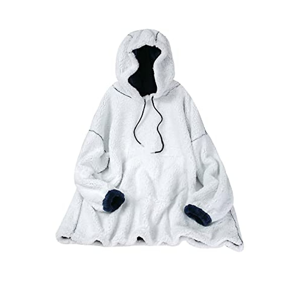 PACIFICTEX Ultra Plush Blanket Hoodie, Wearable Blanket Hoodie, Sherpa Blanket Sweatshirt, Hood with Drawcords, One Size Fits All (Blue)