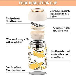 CUPADA Tropical Jungle Leopards Food Jar for Hot and Cold, Insulated Food Jars Vacuum 17OZ with Folding Spoon for Work Trip Picnic Camping