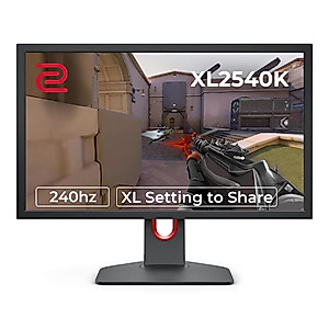 BenQ ZOWIE XL2540K 24.5-inch 240Hz Gaming Monitor 1080P 1ms Smaller Base Flexible Height & Tilt Adjustment XL Setting to Share Customizable Quick Menu Black eQualizer Color Vibrance