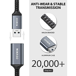 2 Pack 3.3FT + 6.6FT USB 3.0 Extension Cable, NIMASO USB A Male to Female Extension Cord Durable Material Fast Data Transfer Compatible with Printer, USB Keyboard, Flash Drive, Hard Drive, Playstation
