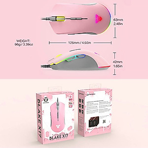 FANTECH Blake X17 Advanced Wired Gaming Mouse, 16.8 Million RGB Color Backlit, 10,000 DPI Optical Sensor, 7 Programmable Buttons, for Right or Left Hand Use, Pink (Sakura Edition)