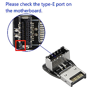 CERRXIAN 90 Degree USB Type E Adapter, Up Angle USB 3.2 Type E Male to Female Front Panel Internal Connector Adapter High Speed 10Gbps for USB C Header Motherboard(Up/A)