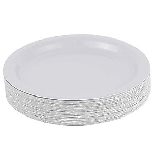 JAM PAPER Round Paper Party Plates - Small - 7 Inch - White - 50/pack