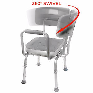 MOBB Premium Bathroom Swivel Shower Chair Bath Bench with Back, 360 Degree Swivel Seat with Locking Mechanism