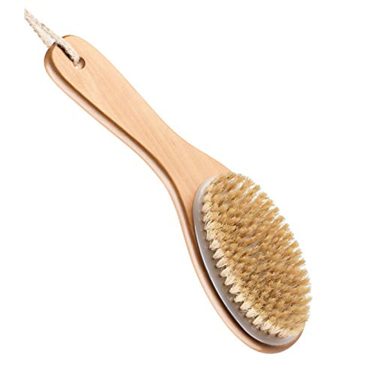 100% Natural Boar Bristle Body Brush with Contoured Wooden Handle by TOUCH ME