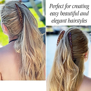 Camila Paris CP3329 French Hair Side Combs Amber Interlocking Combs French Twist Hair Combs, Strong Hold Hair Clips for Women Bun Chignon, Up-Do Styling Girls Hair Accessories Made in France
