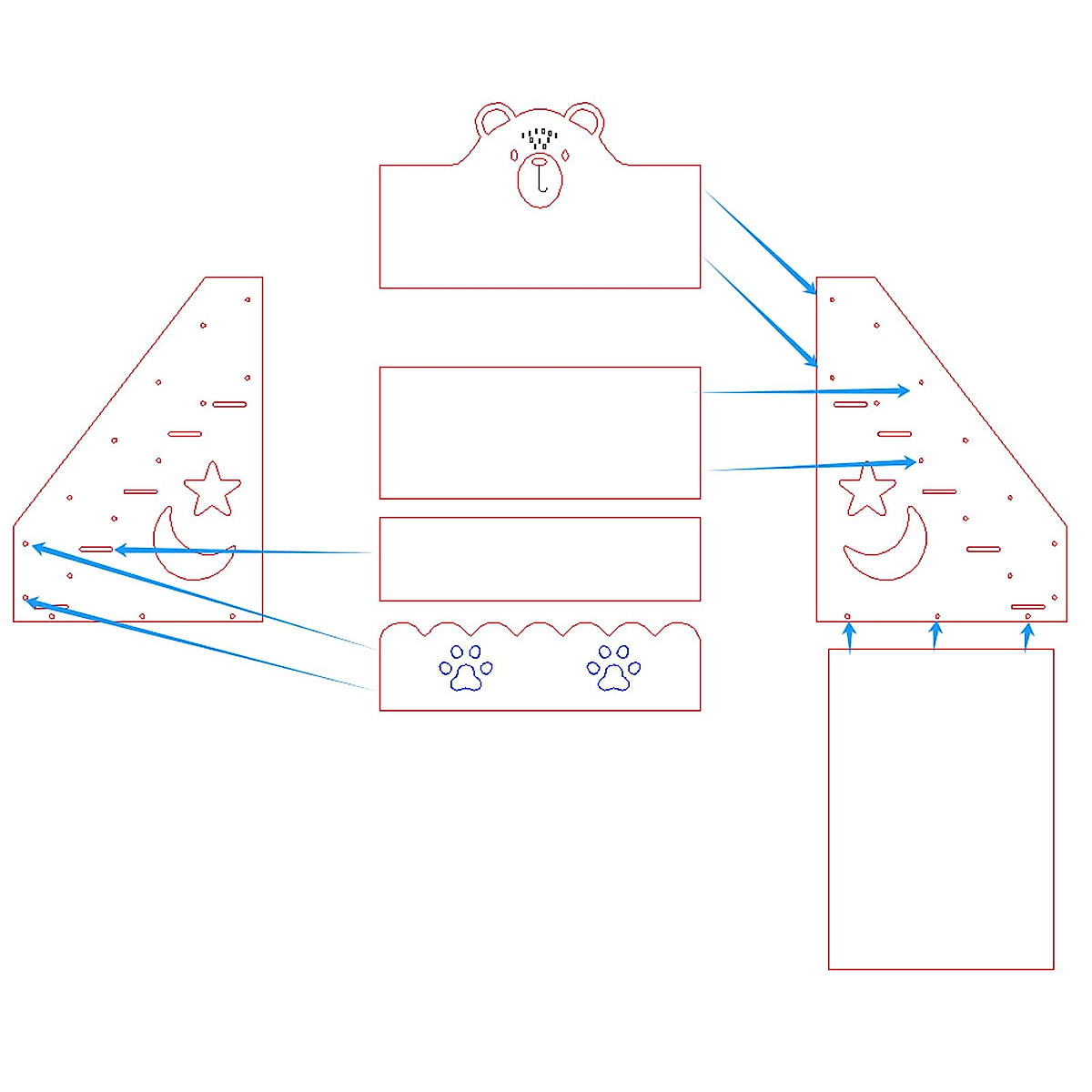 Stranthother Kids 5 Tier Bookshelf and Toy Organizer Bear Montessori Bookshelf for Kids Magazine Rack Book Display Organizer Classroom Bookshelves for Kids Bedroom,PlayroomNursery Kids Furniture