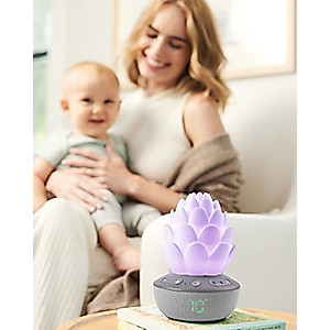 Skip Hop Baby Sound Machine, Cry Activated, Succulent Glow Soother, Grey White