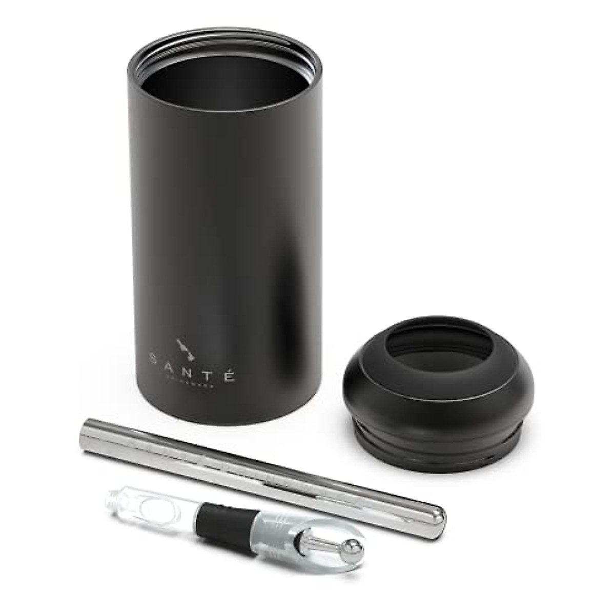 Wine Chiller & Stick - Keeps Wine & Champagne Chilled For Hours - Perfect Gift For Wine Lovers - Portable Insulator Includes Drip-Free Pourer and Aerator - Fits Most 750ml Bottles (Black)