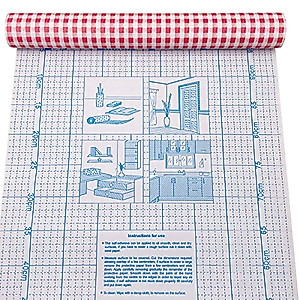 Yifely Pink Checked Furniture Paper Mediterranean Style Countertop Door Sticker Shelf Liner 17.7inch by 9.8 Feet