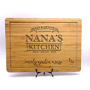 Personalized Cutting Board for Mom or Grandma, Custom Engraved Name and Text, Customized Mom and Grandma Gift from Daughter or Son, Kitchen Sign with Stand, 12 Designs and 3 Sizes