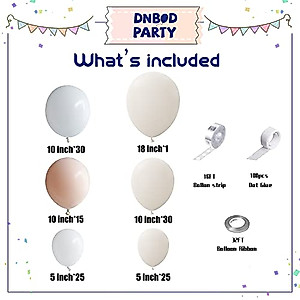 Sand White Balloon Garland Arch Kit-Sand White Balloons Double-Stuffed Peach Balloons for Wedding Baby Shower Bridal Engagement Anniversary Graduation Birthday Decorations