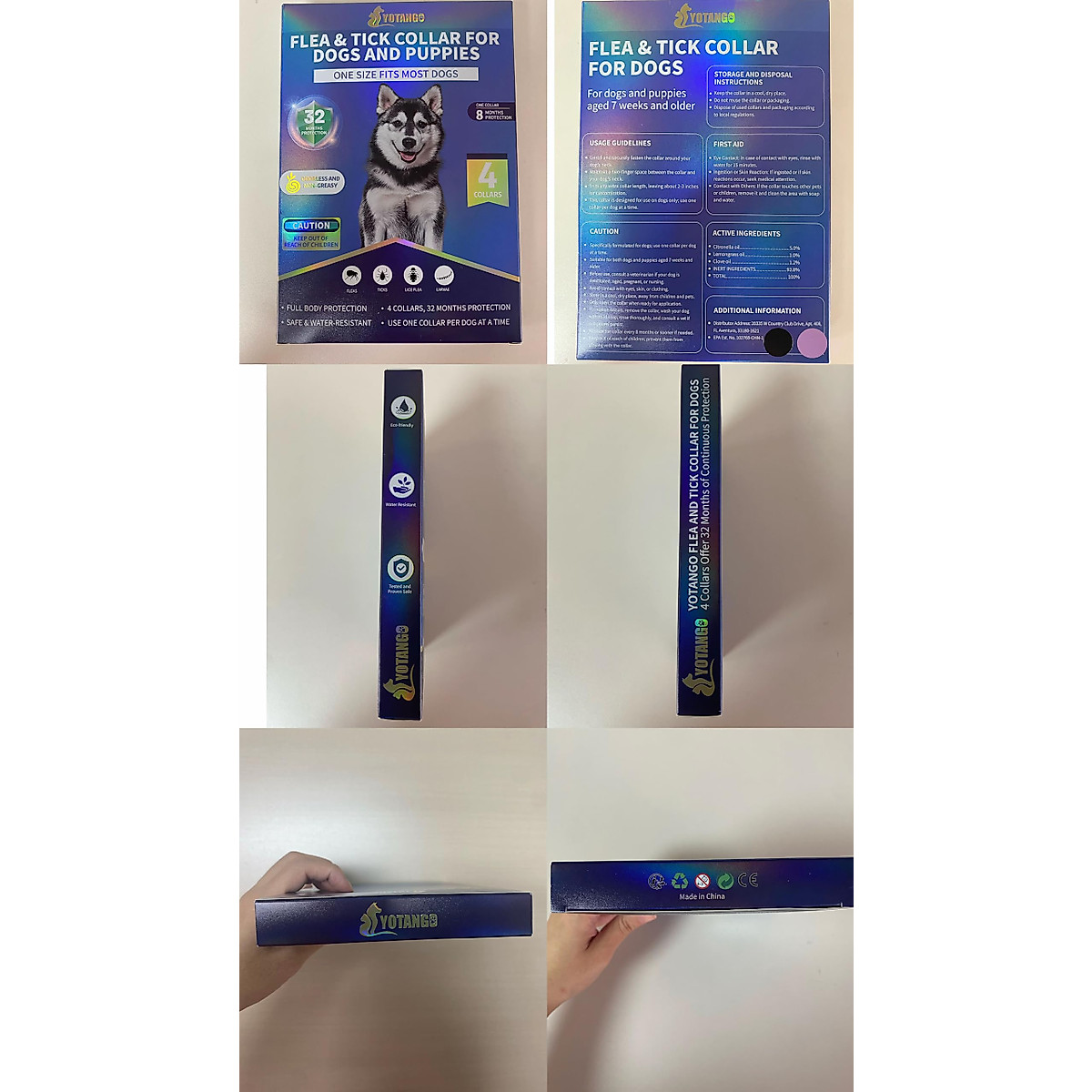 4 Pack Flea Collar for Dogs, 8 Months Flea and Tick Collar for Dogs Puppies, Flea and Tick Prevention for Dogs, Adjustable Waterproof Dog Flea Collar, Dog Flea Tick Treatment-Black Blue Pink Orange